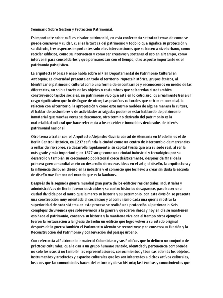 Resumen Patrimonio | PDF | Diseño | Patrimonio cultural