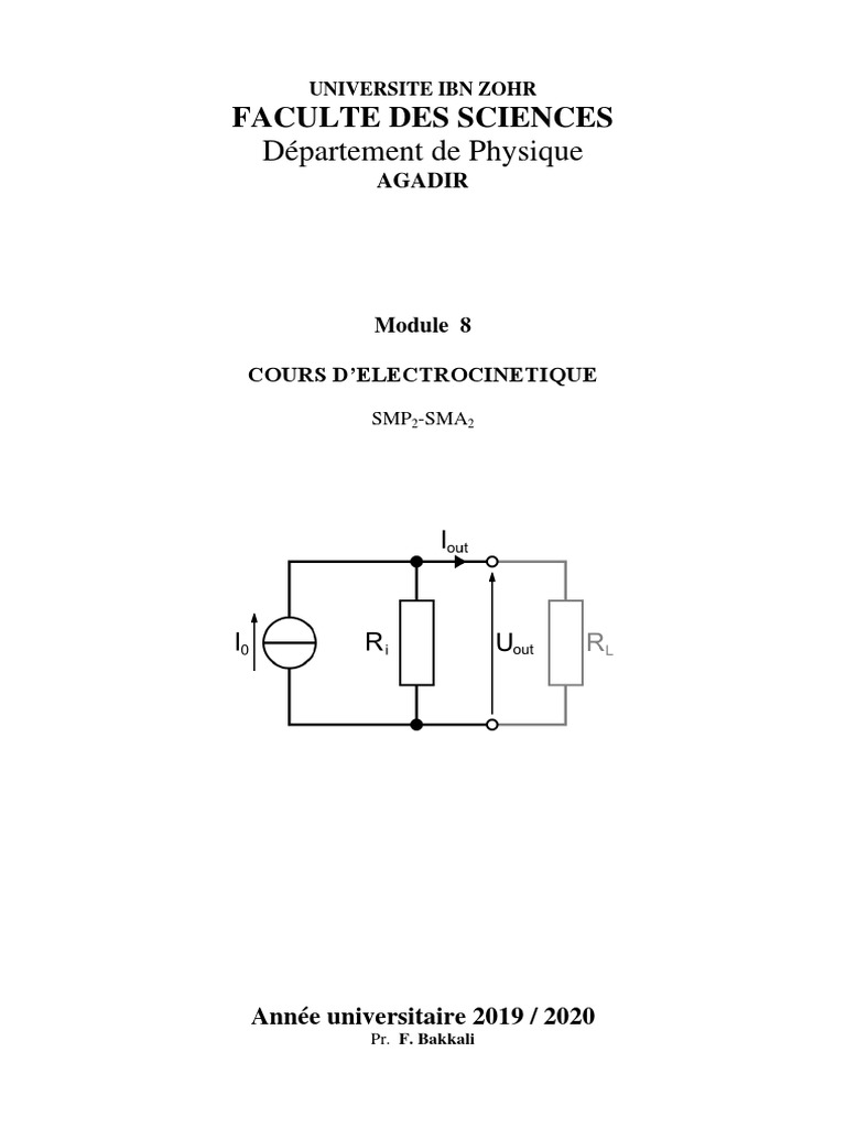 Cours d'Électrocinétique SMP2-SMA2 | PDF | Courant électrique | Tension ...