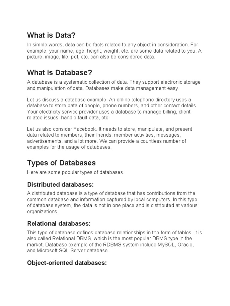 Database & It's Types | PDF | Databases | Relational Database