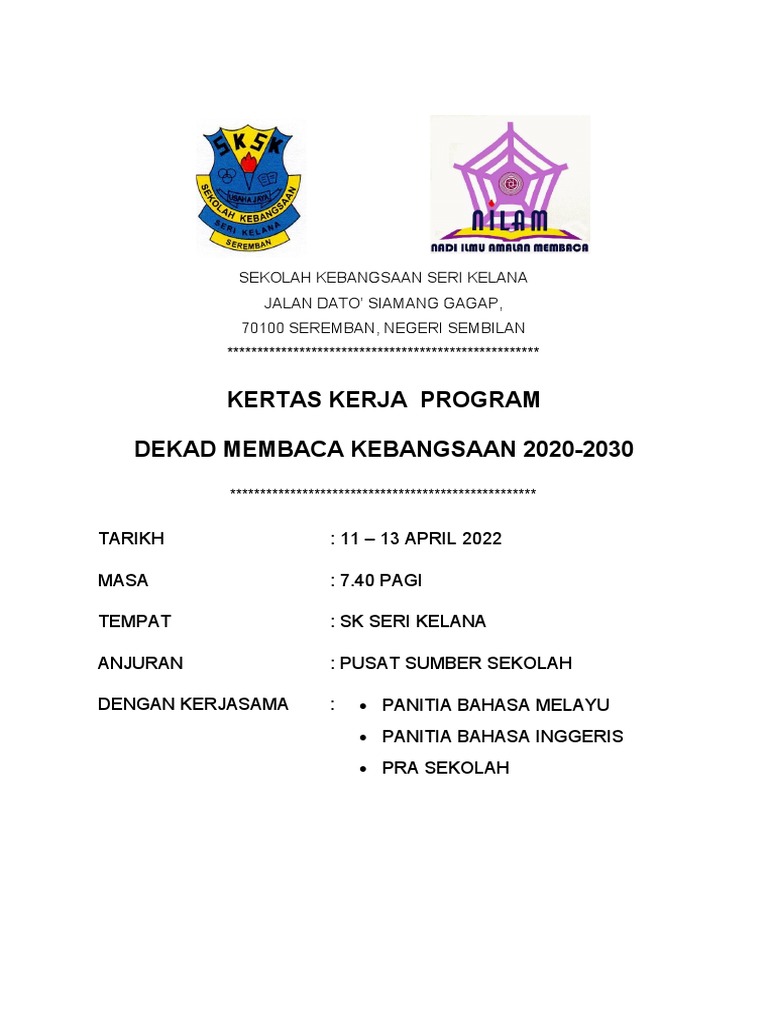 Kertas Kerja Dekad Membaca Kebangsaan | PDF