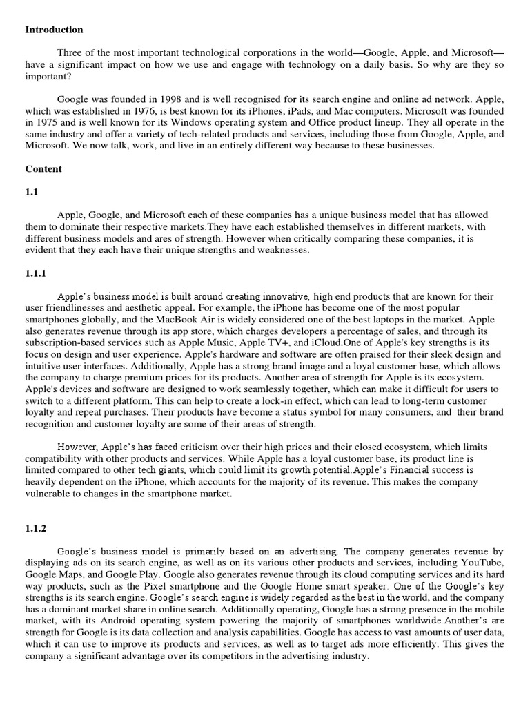 Apple, Google, Microsoft Essay | PDF | Mobile App | Apple Inc.