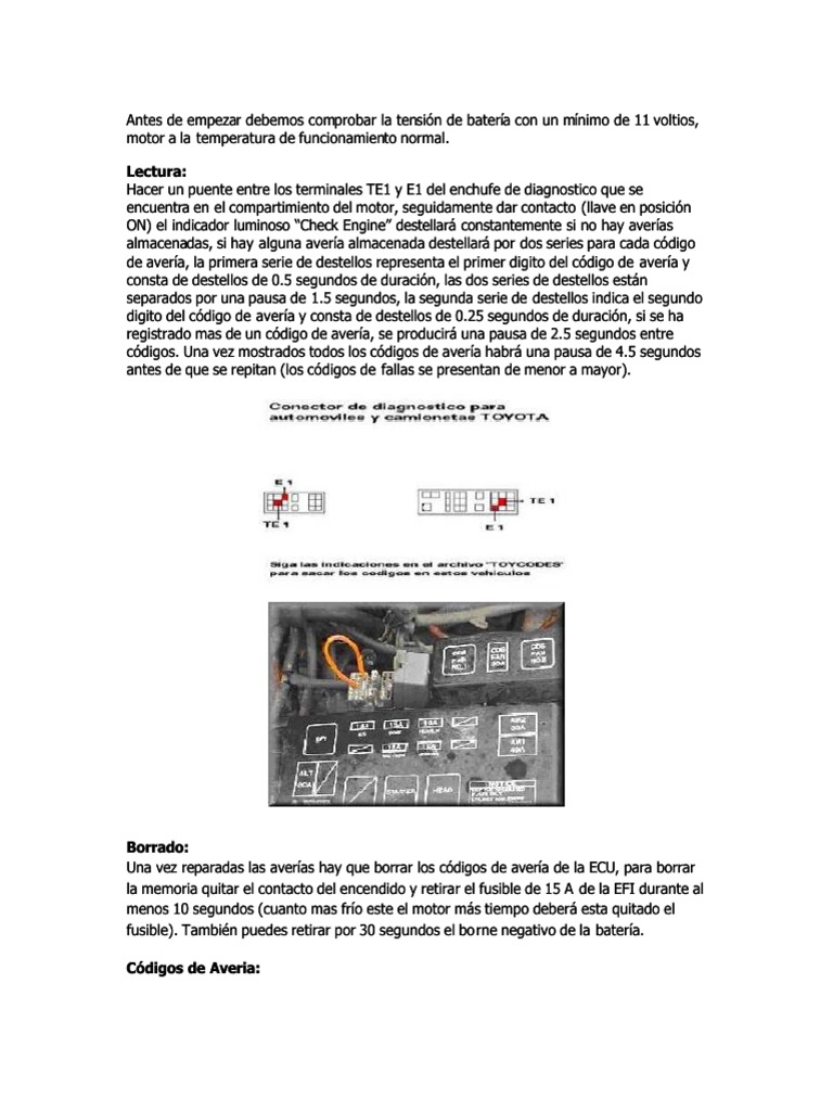 Codigos Obd1 Toyota | PDF | Bienes manufacturados
