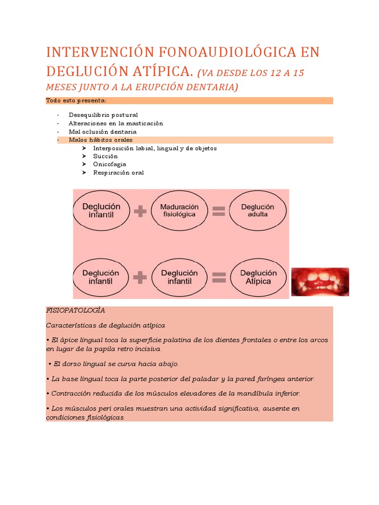 Intervención Fonoaudiológica en Deglución Atípica | PDF