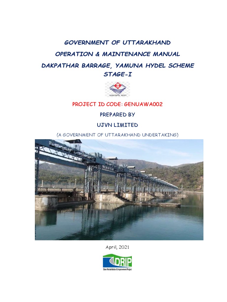 Approved Oandm Manual of Dakpatthar Barrage Ujvnl 20 04 2021 PDF | PDF ...