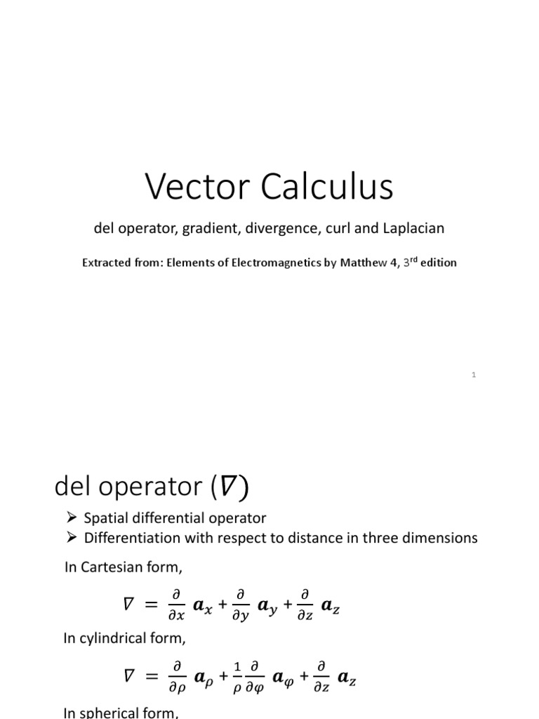 Vector Calculus - Part 2-1 | PDF | Divergence | Gradient