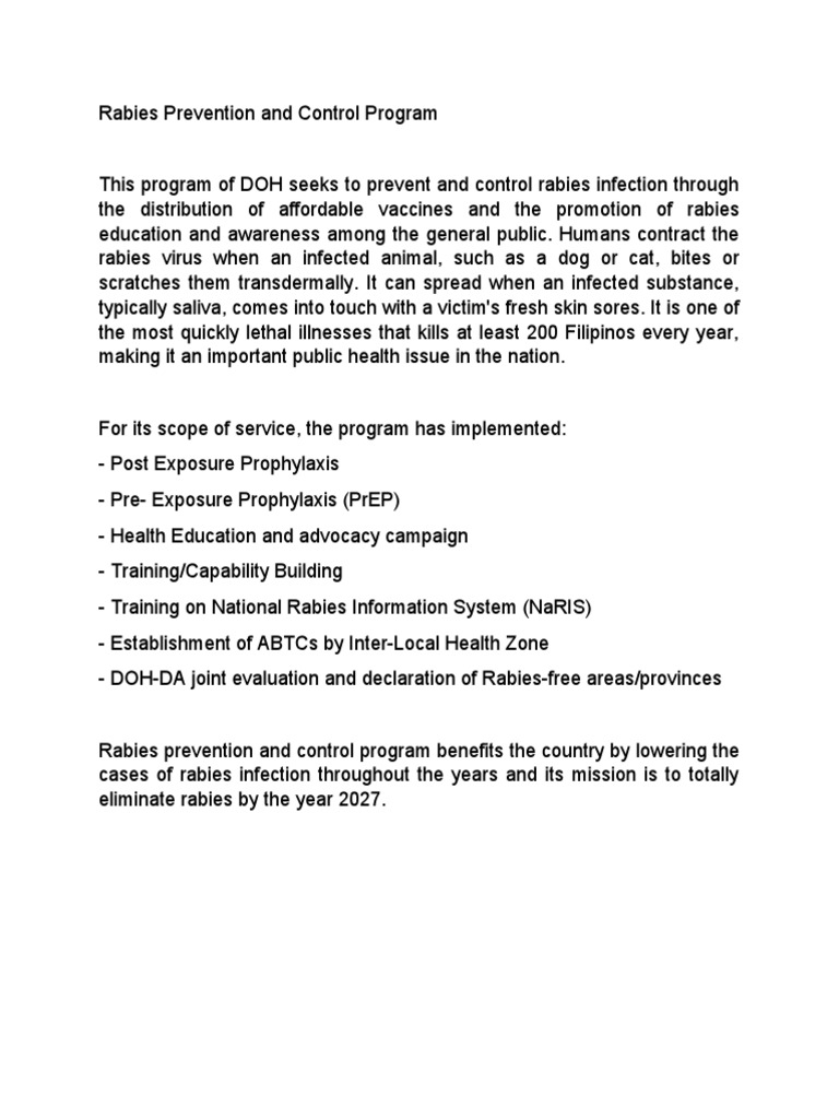 Rabies Prevention and Control Program | PDF