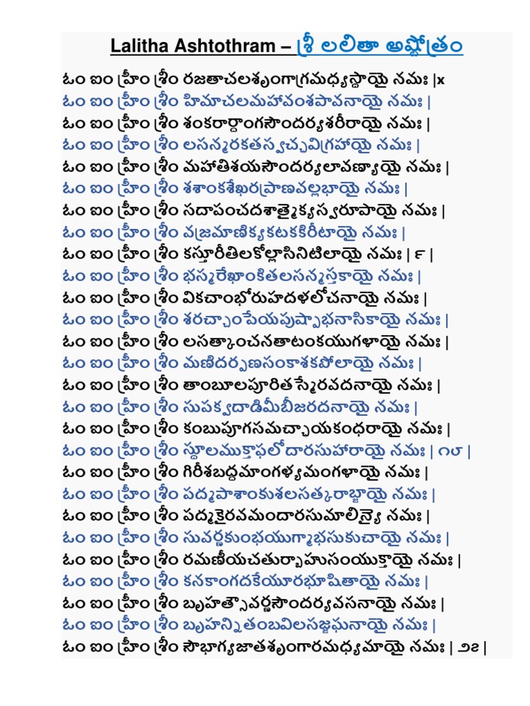 Lalitha Ashtothram-1 | PDF