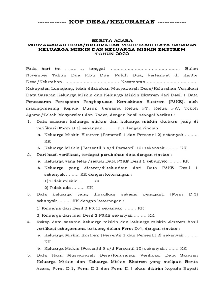 BA Musdes Verifikasi Data P3KE | PDF | Griya & Taman