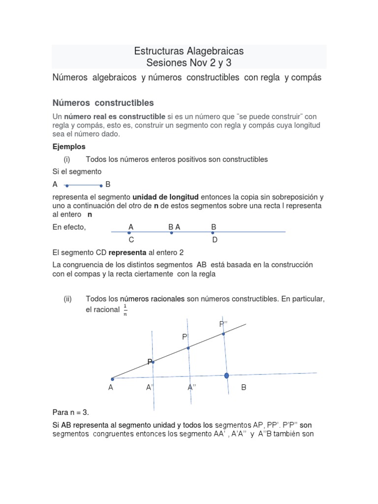Números Algebraicos y Números Constructibles Con Regla y Compás | PDF ...