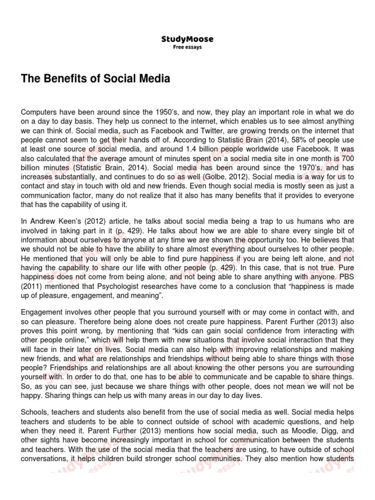 The Benefits of Social Media PDF | PDF | Social Media | Popular Culture ...