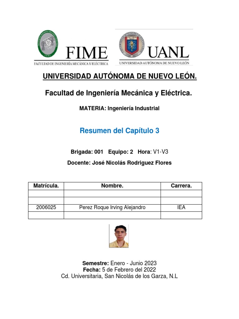 Resumen Cap 3 Ingenieria Industrial-1 PDF | PDF | Planificación
