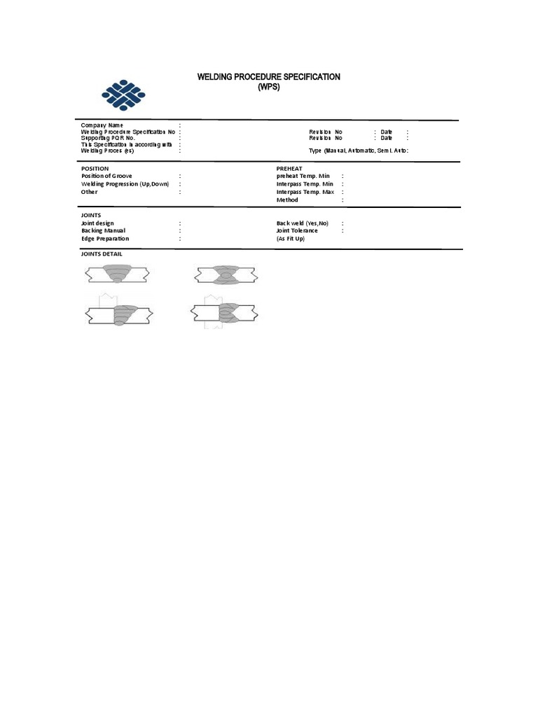 WELDING PROCEDURE SPECIFICATION WPS Cover | PDF