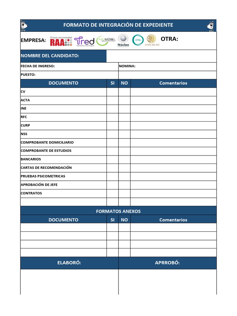 Formato de Integración de Expediente Laboral | PDF | Derecho