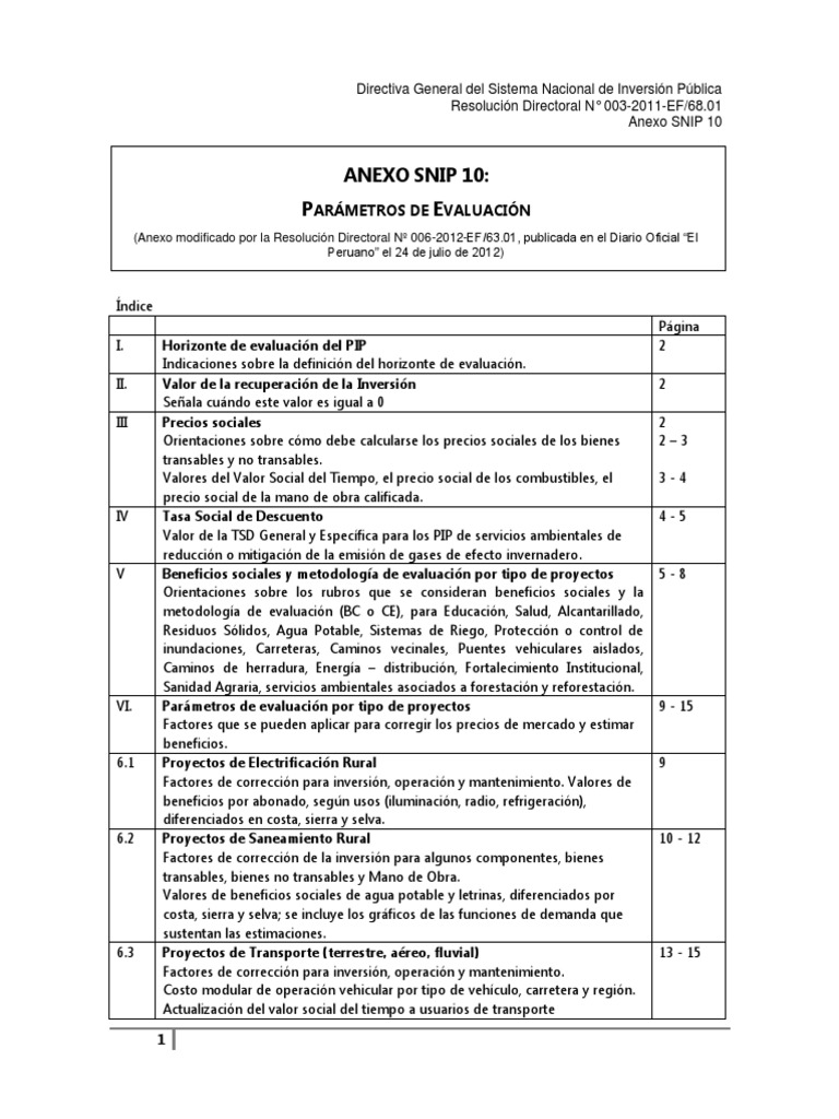 05.3 Anexo SNIP 10 Modificado Por RD 006-2012 | PDF | Mitigación del ...