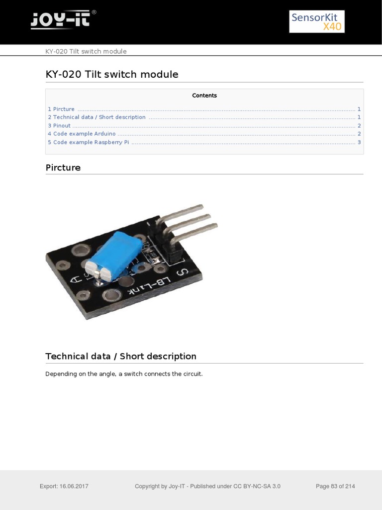 KY 020 Joy IT | PDF | Arduino | Electronics