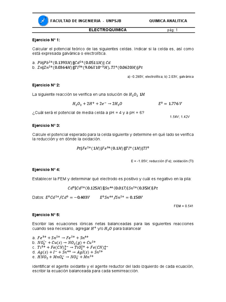 Tpnº7a Electroquimica | PDF | Redox | Electroquímica