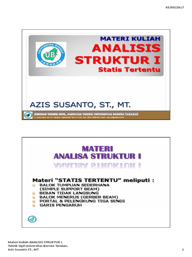 Materi Kuliah Statika AS 1 (Sampai UTS) PDF | PDF