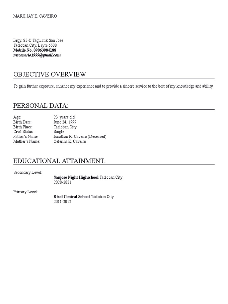 Mark Jay Resume PDF | PDF