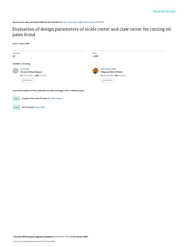 Evaluation of Design Parameters of Sickle Cutter and Claw Cutter For ...