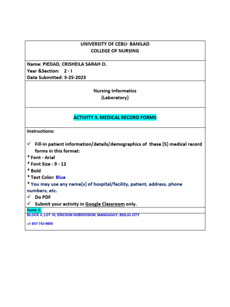 NCM 110 - Activity 3 | PDF | Health Informatics | Public Services