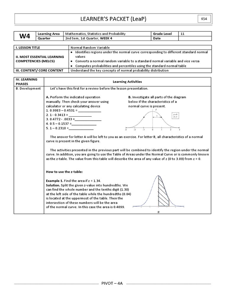 Send LeaP Wk4 | PDF | Standard Score | Standard Deviation