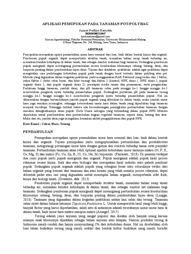 Pemupukan Efektif untuk Cabai dan Terong | PDF | Teknologi & Rekayasa