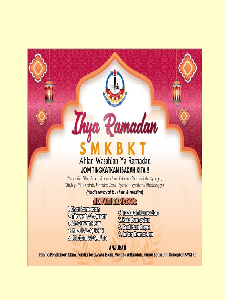 Program Ihya' Ramadan 2023 SMK | PDF