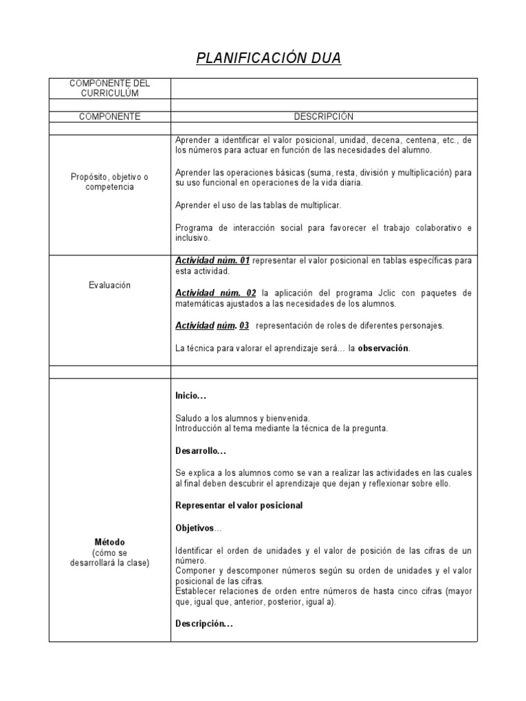 Planificación Dua "A" | PDF | Evaluación | Enseñando