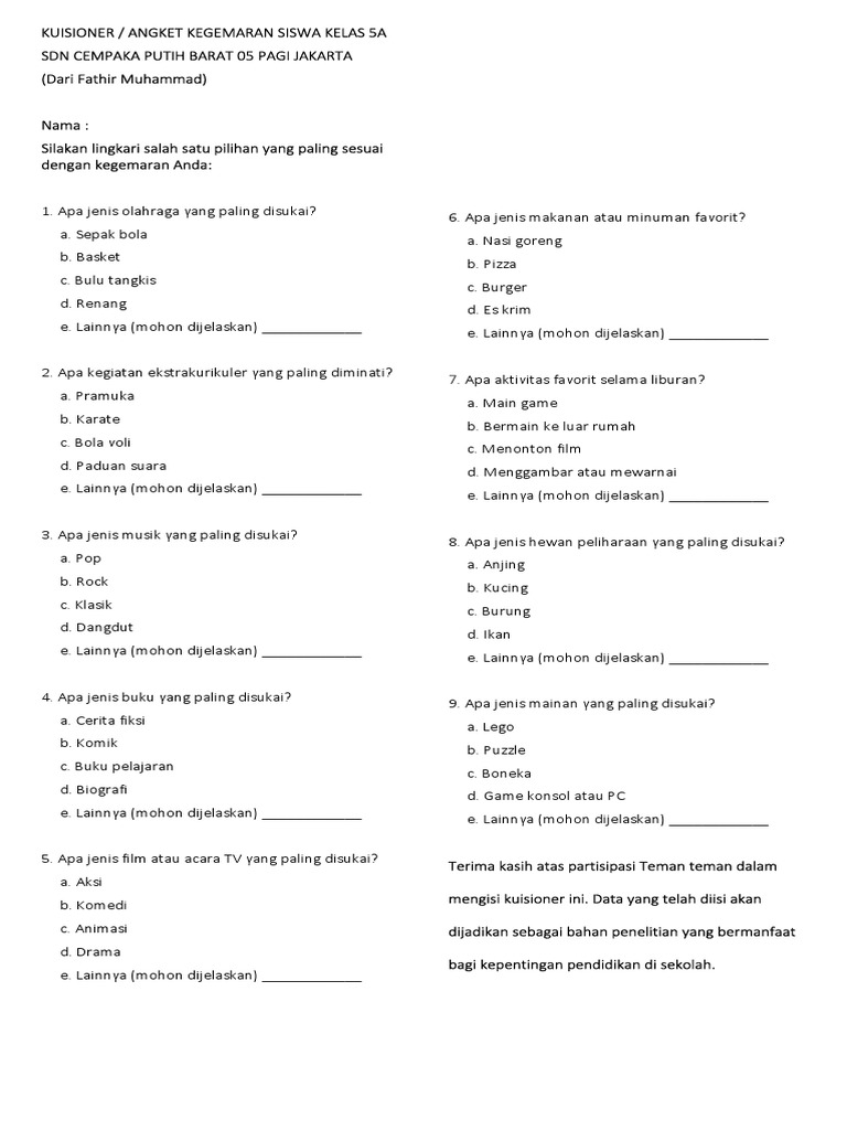 Kuisioner 2 PDF | PDF