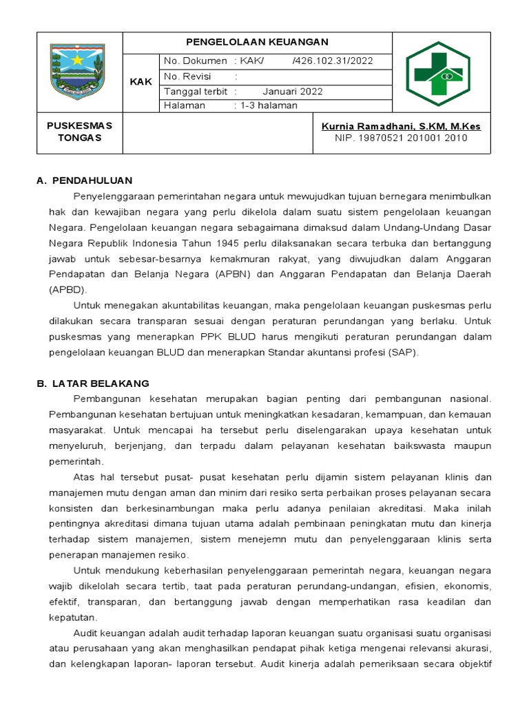 Kak Pengelola Keuangan | PDF | Bisnis | Pengelolaan Keuangan & Uang