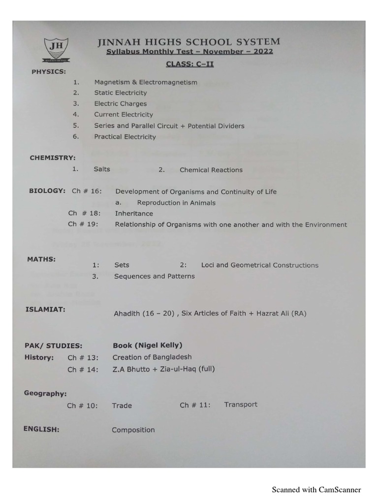 C2 Syllabus Nov 22 PDF | PDF