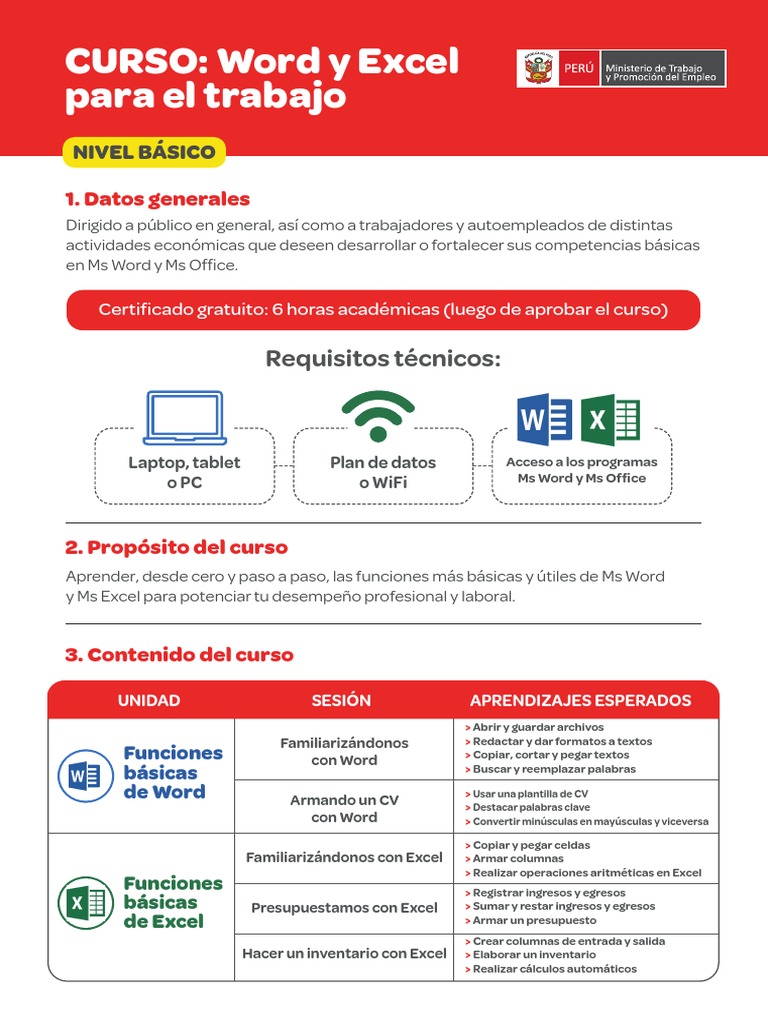 Ruta de Aprendizaje - Word y Excel para El Trabajo v1.0 | PDF | Microsoft Excel | Microsoft Word