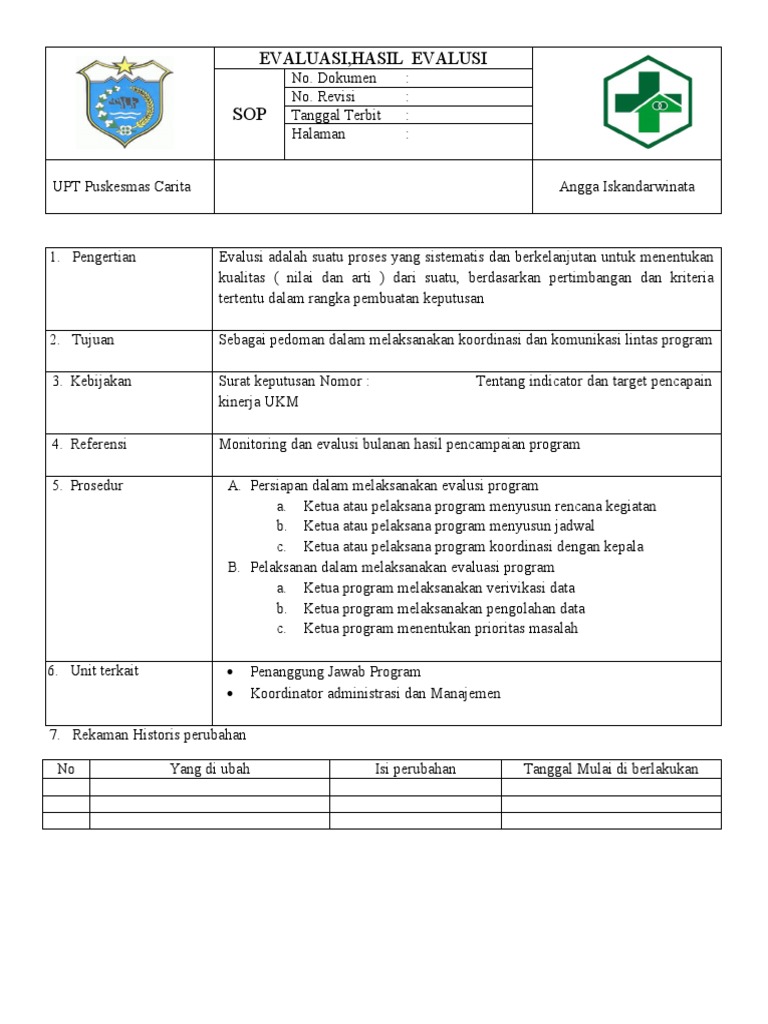4.2.4.4 Sop Evaluasi Hasil Evaluasi | PDF
