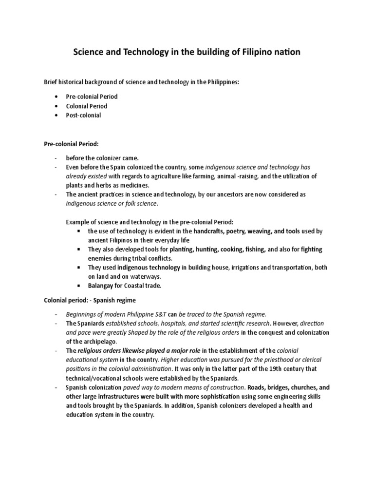Science and Technology in The Building of Filipino Nation | PDF ...