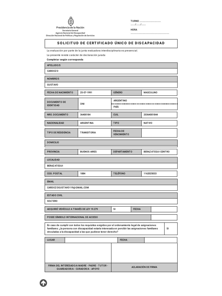 Planilla-Cud - Argentina - Gob.ar PDF | PDF