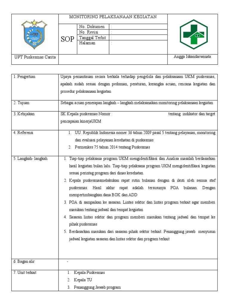 4.2.4.3.sop Monitoring Pelaksanaan Kegiatan | PDF