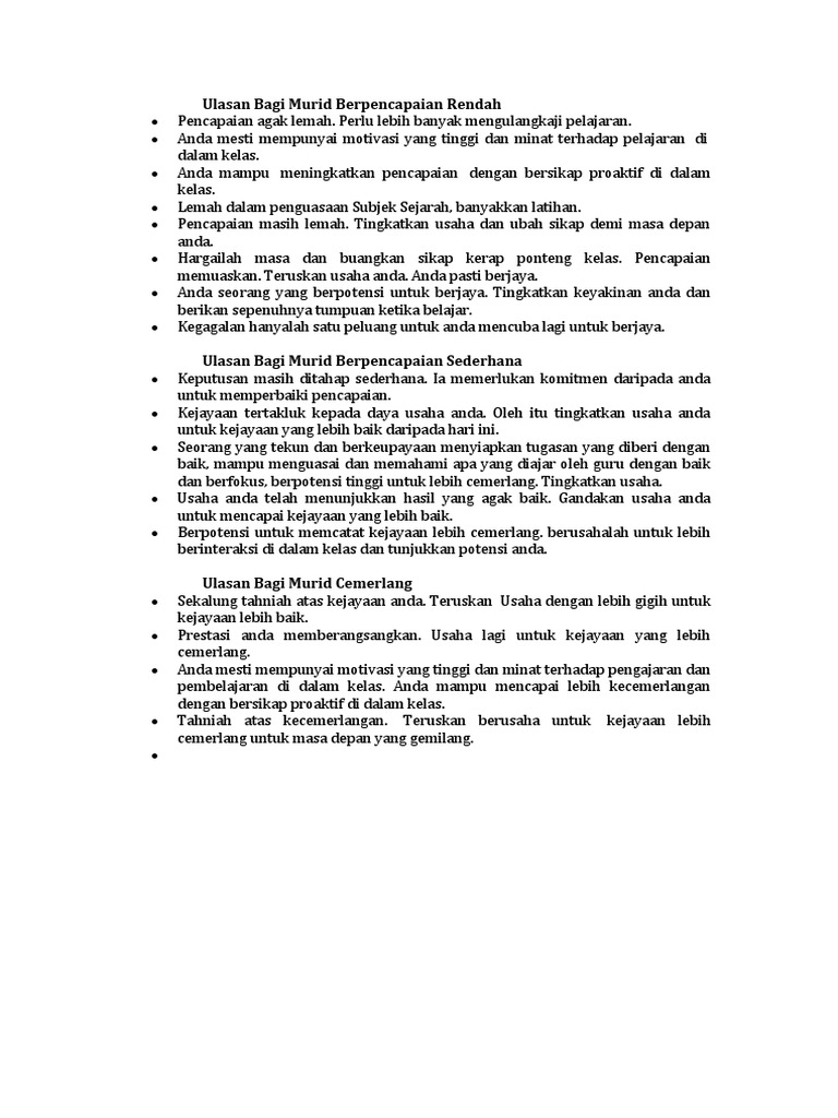 Ulasan Bagi Murid PBD | PDF