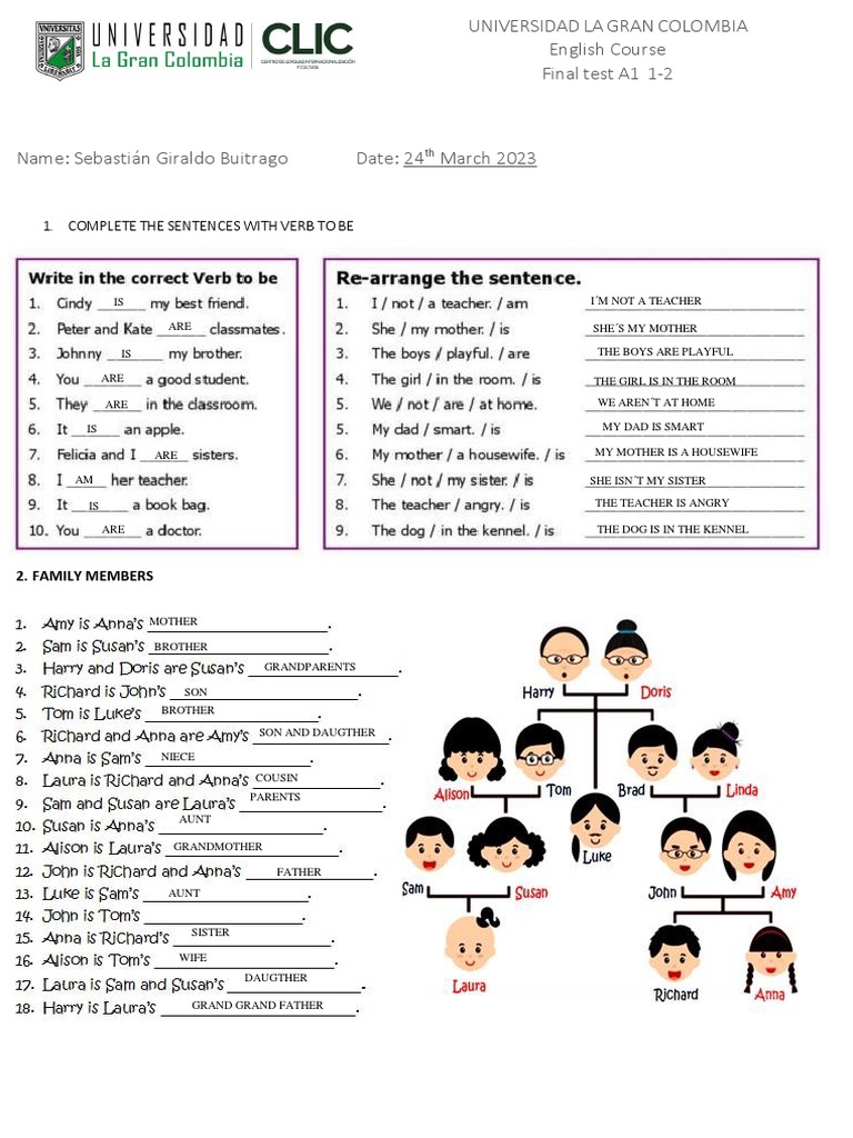 A1 English Course Final Test Guide | PDF