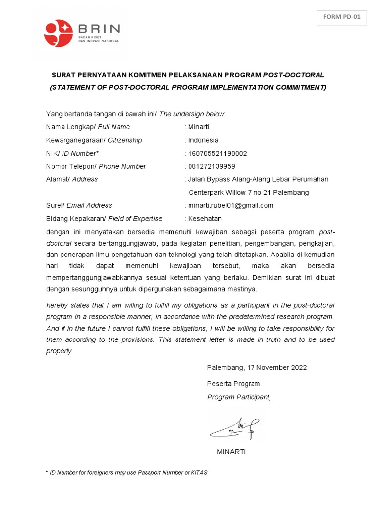 SURAT PERNYATAAN KOMITMEN (1) | PDF