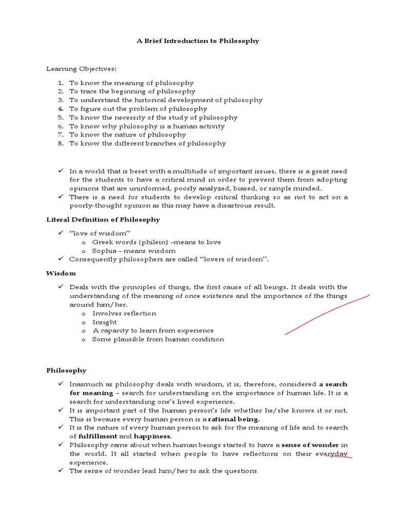 Brief Introduction to Philosophy | PDF | Definition | Reason