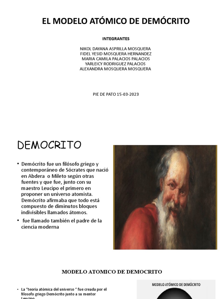 El Modelo Atómico de Demócrito | PDF | Átomos | Filosofía griega antigua El Modelo Atómico de Demócrito | PDF | Átomos | Filosofía griega antigua