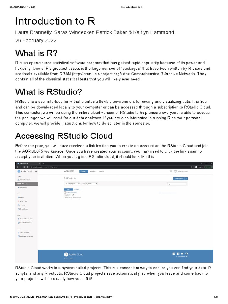 Introduction To R | Download Free PDF | Cloud Computing | Computer File
