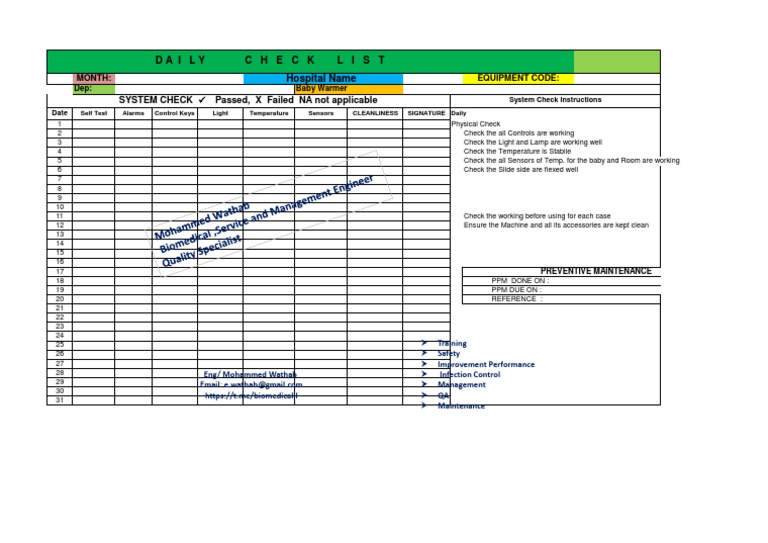 Baby Warmer Competency Checklist | PDF