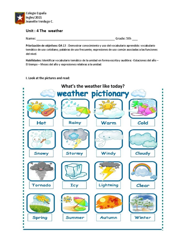 Unit 4 Weather | PDF
