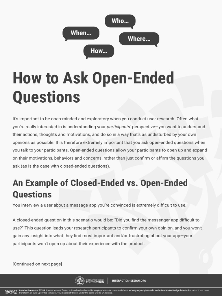 How To Ask Open Ended Questions PDF | PDF | Experience | Creative Commons