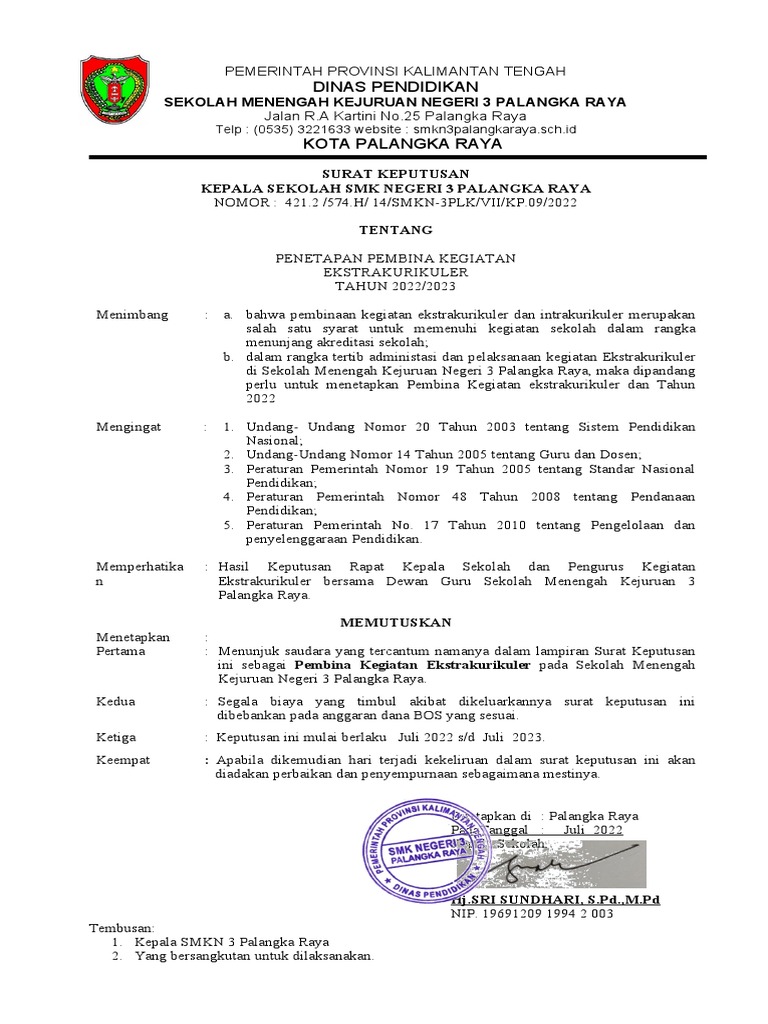 1.S SK Pembina Ekskul | PDF