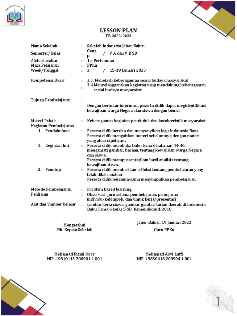 Lesson Plan 5A 5B minggu 3 | PDF