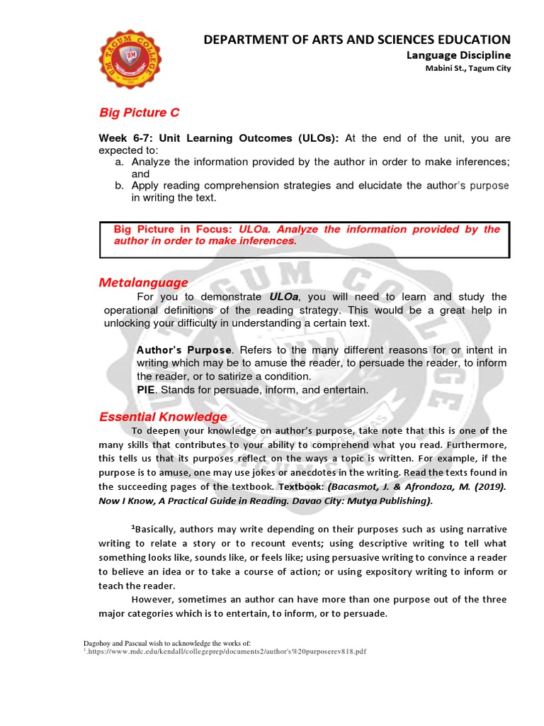 Analyzing Author's Purpose: Understanding the Three Major Categories of ...