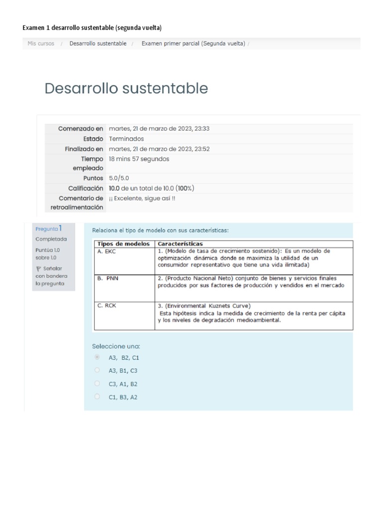 Examen 1 Desarrollo Sustentable (Segunda Vuelta) | PDF