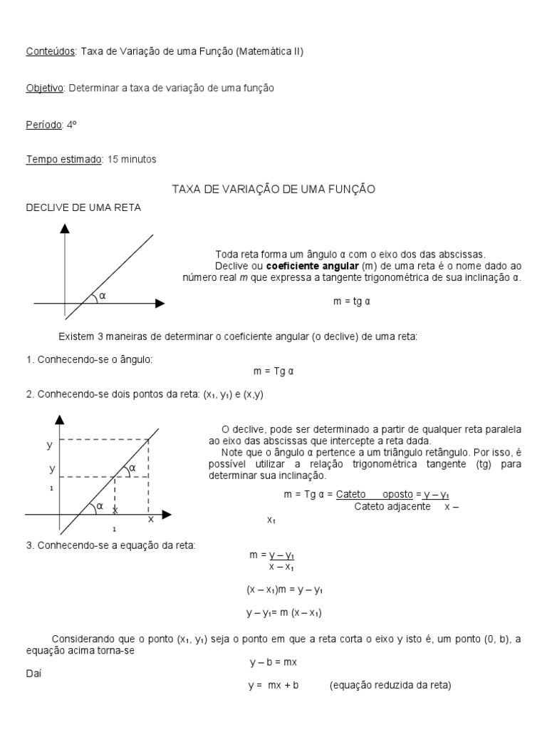 1 - Declive de Uma Reta | PDF | Derivado | Cálculo